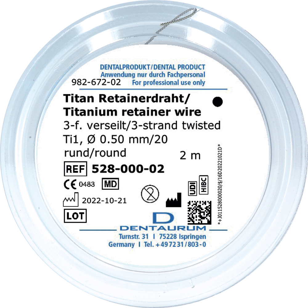 Fil de contention en titane, 3 brins torsadés, grade 1, 0,50 mm / 20 ...